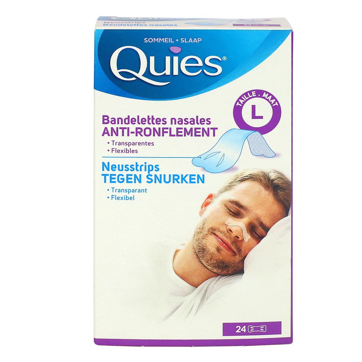 Quies Anti-Ronflement 24 Bandelettes Nasales - Taille : L sont des ...
