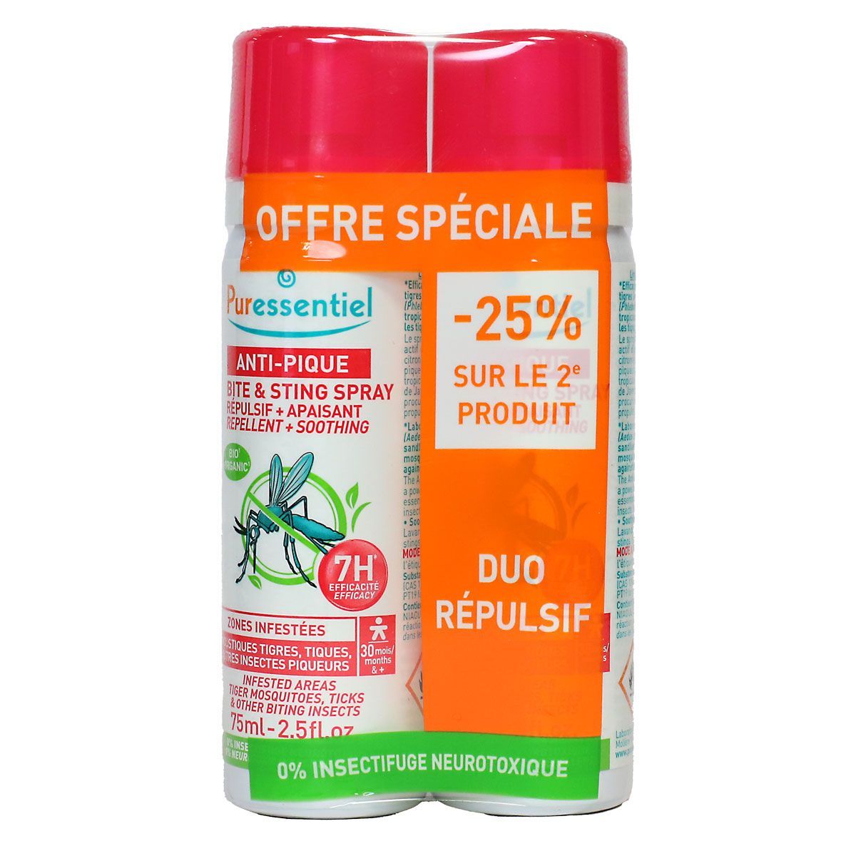 Le spray répulsif et apaisant Puressentiel Anti-Pique est un produit 2-en-1