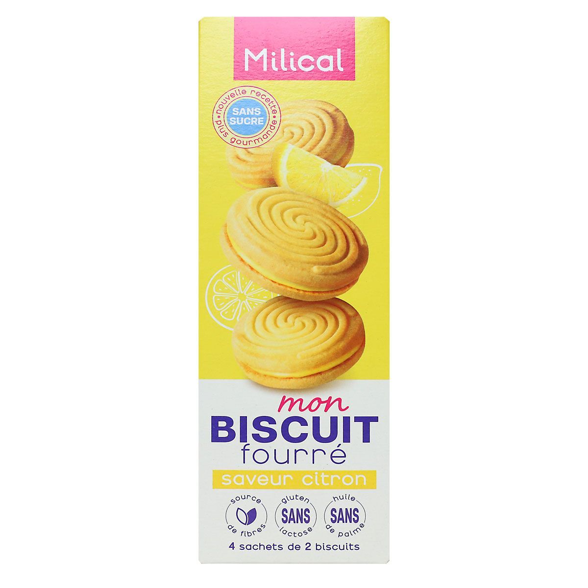 Biscuits fourrés saveur citron, à teneur réduite en sucre de la marque ...