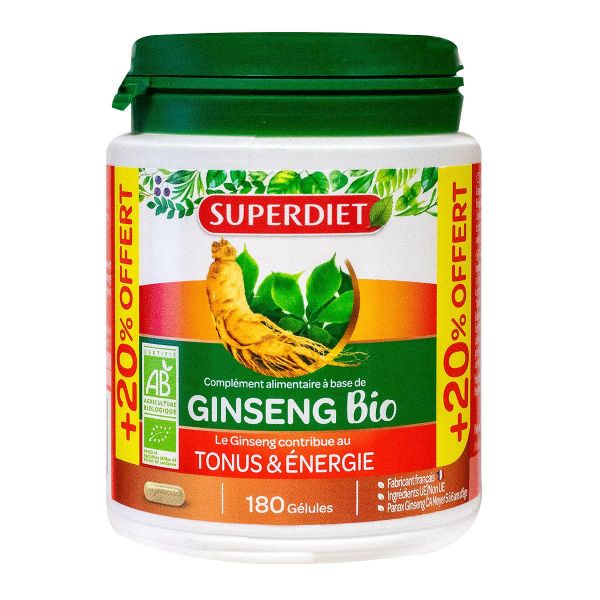 Ginseng Bio Tonus Et énergie 180 Gélules Complément Alimentaire