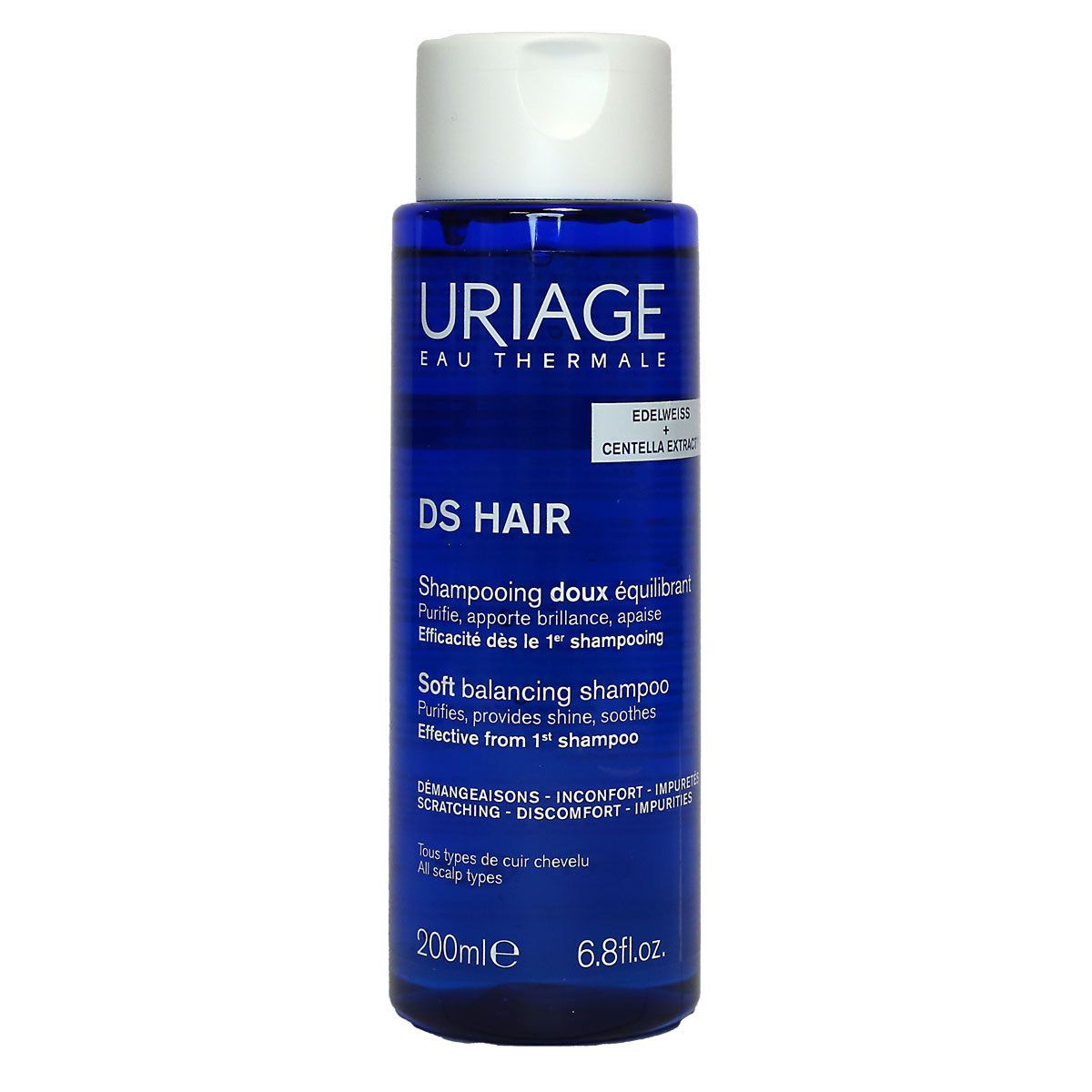 Le shampooing doux équilibrant DS Hair d’Uriage apaise et purifie le ...