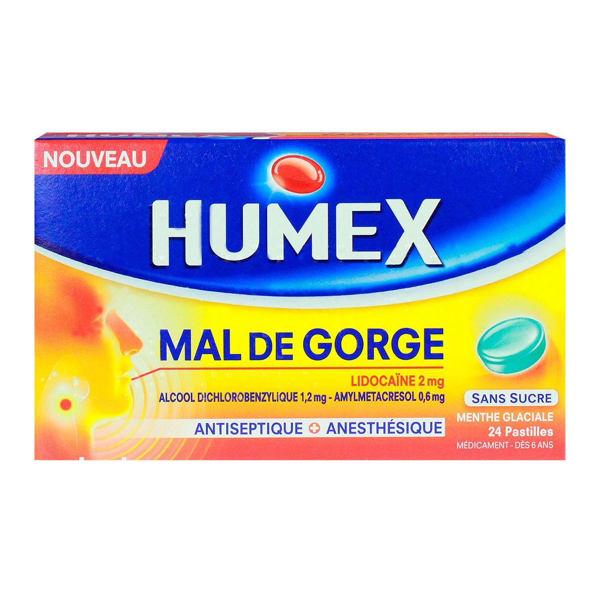Humex Mal de gorge menthe glaciale 24 pastilles est un médicament