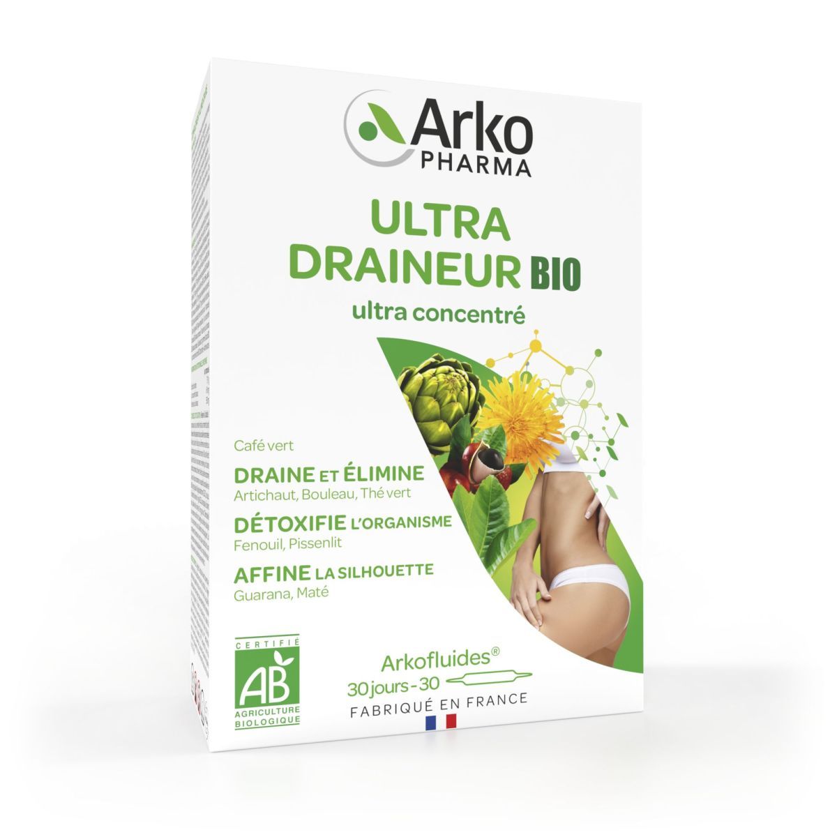 Arkopharma Arkofluides Ultra Draineur Bio 30 Ampoules est un complément ...